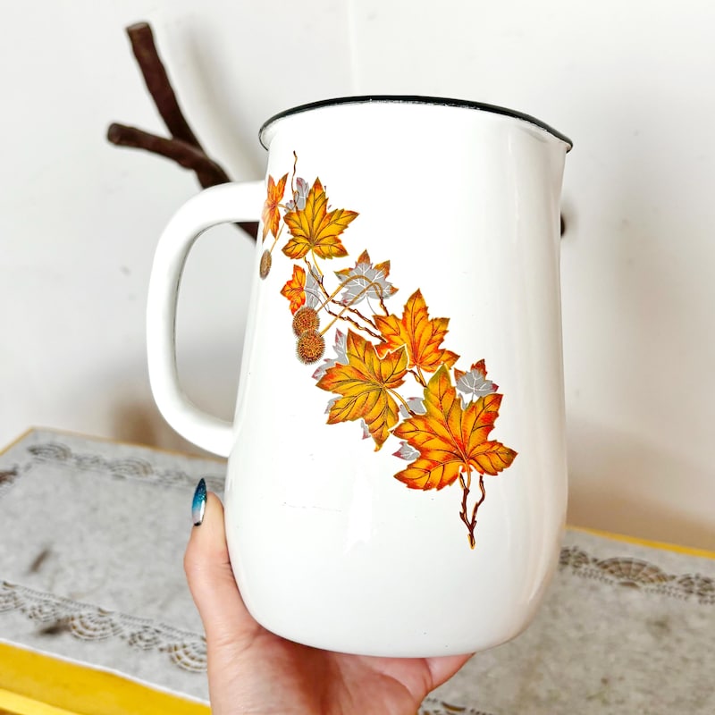 Enamelled Metal Pitcher - Etsy