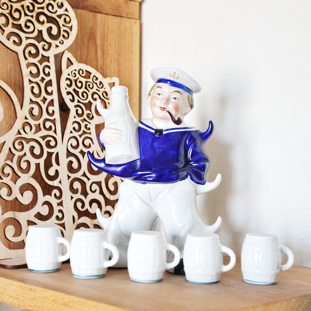 Vintage Ceramic Sailor Drinking Set - 1980s - Germany Vintage - Sailors ...
