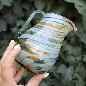 Multi Color Glass Pitcher - Vintage Home Decoration - Vintage Glass ...