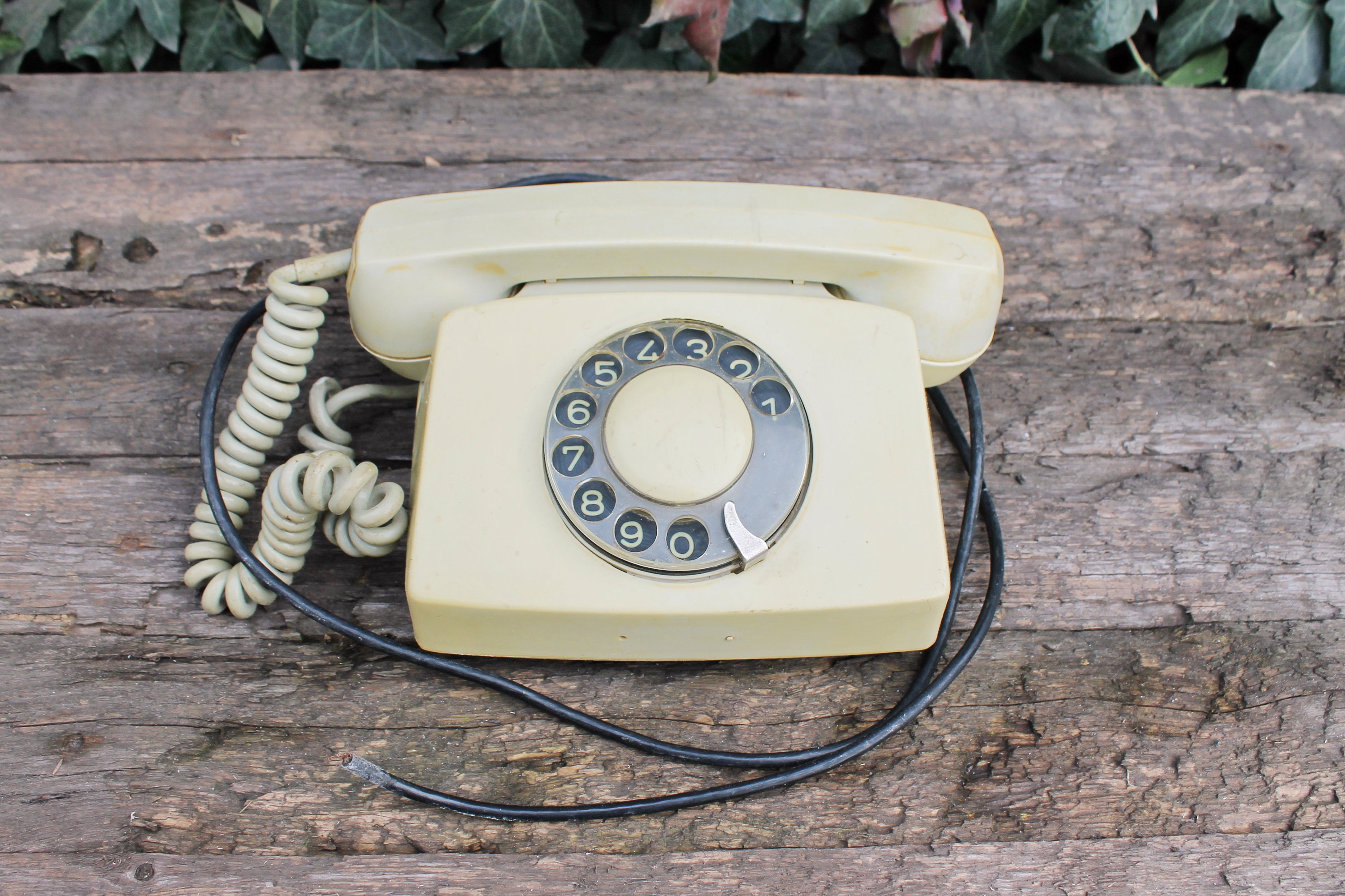 Vintage Soviet Beige Rotary Telephone - Circle Dial Rotary Phone ...