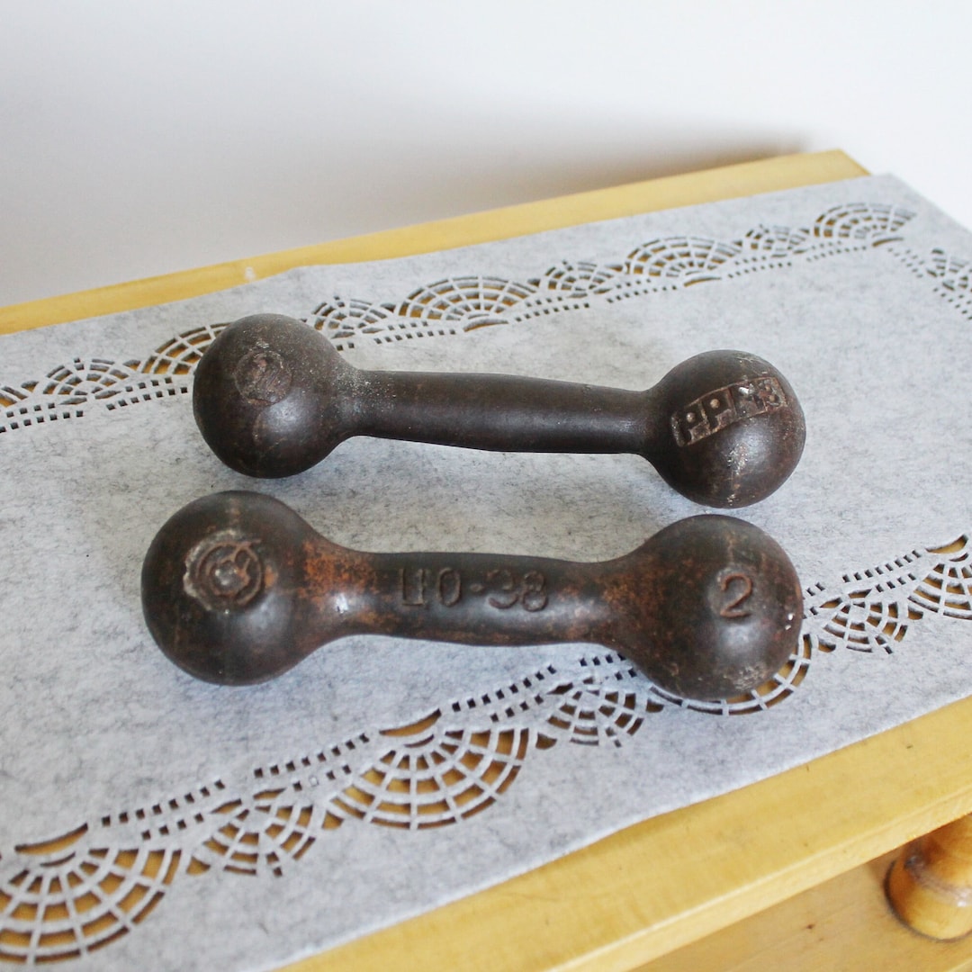 Dumbbell 4.2 Lbs USSR Vintage Dumbbells Cast Iron Dumbbells Old Vintage Dumbbells Vintage Sport ...