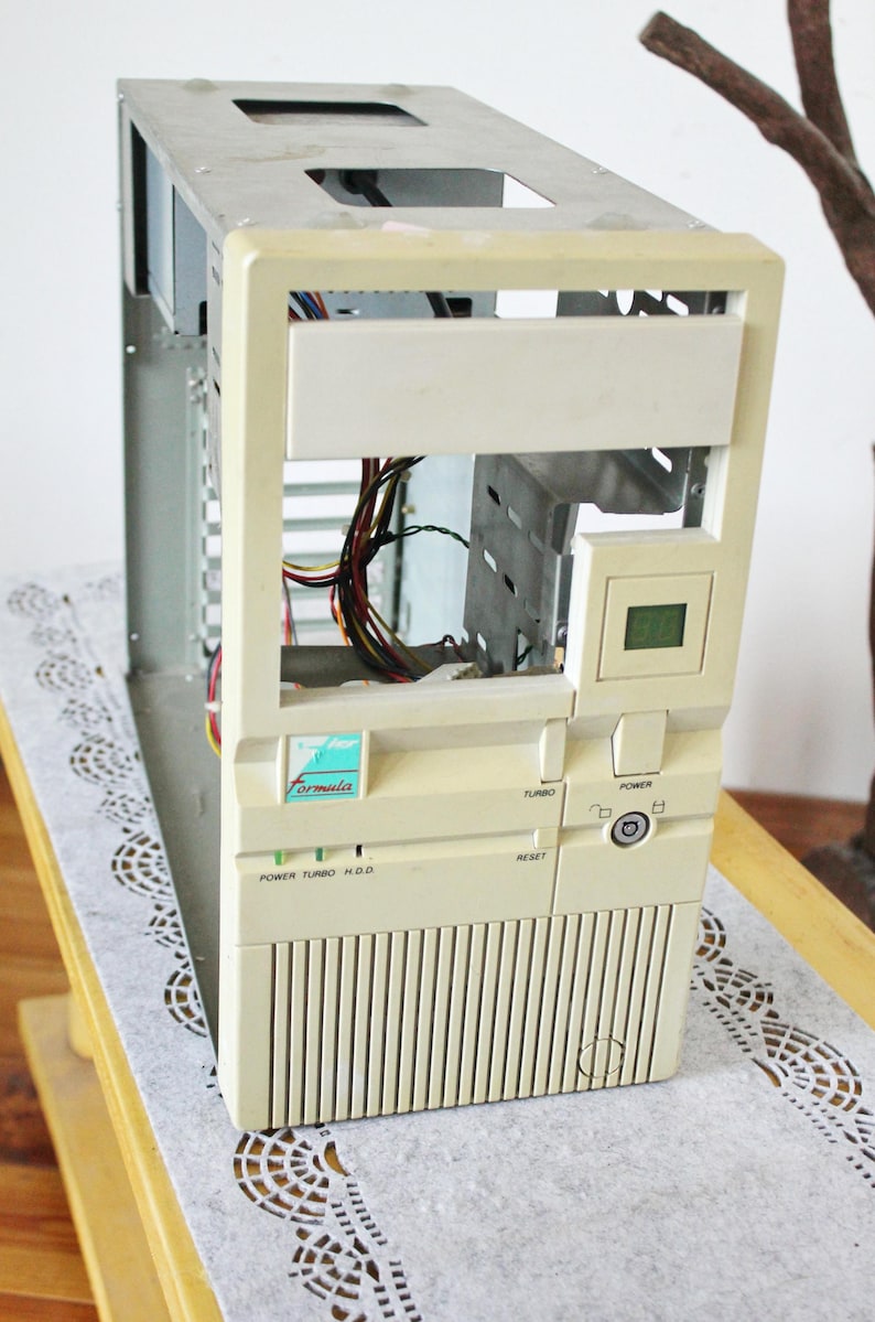 Vintage 90s AT Desktop Computer Case | Retro Beige PC Tower With Turbo ...