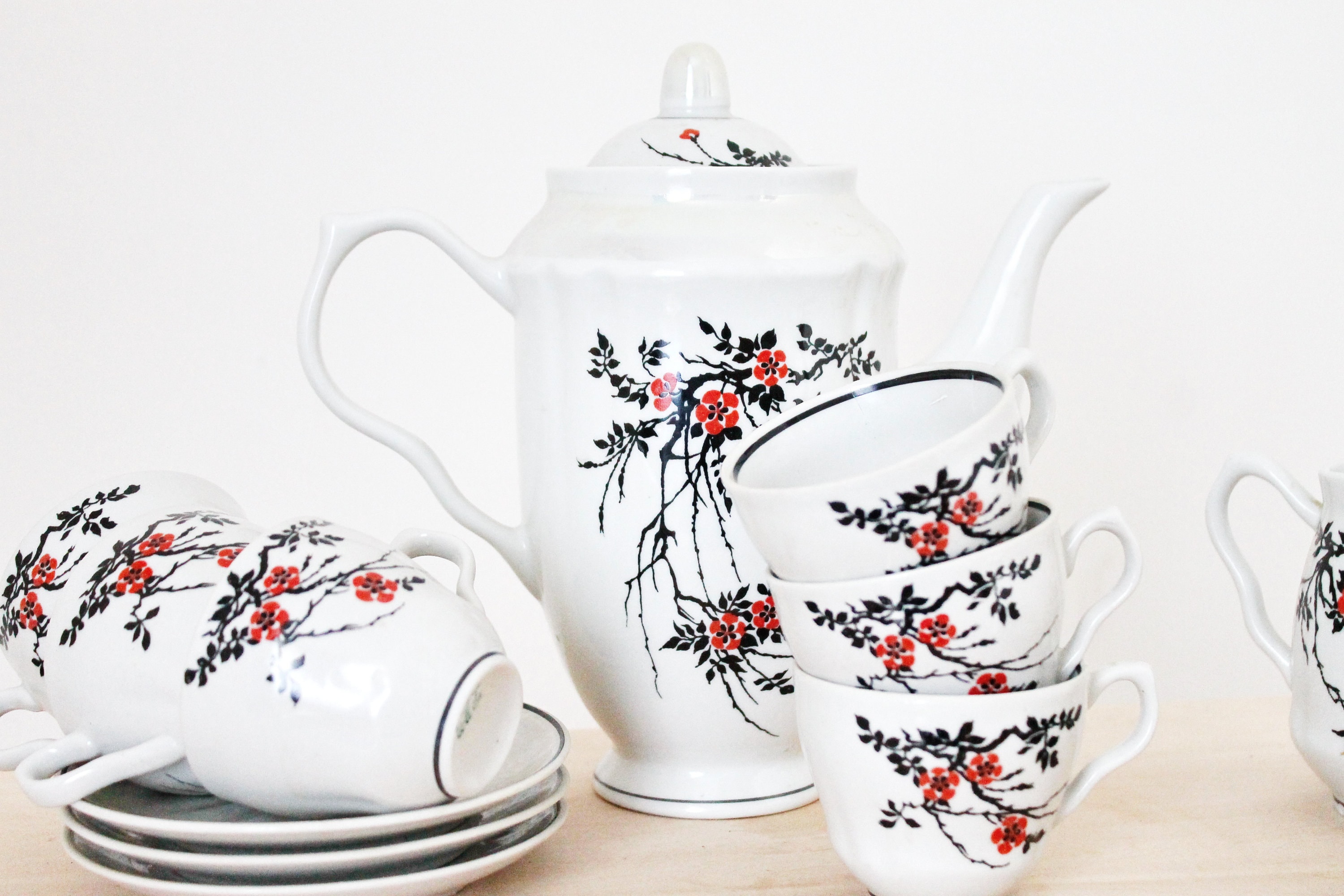 Lovely Rare Soviet Vintage Tea Set, Soviet Porcelain Service, Vintage Porcelain Set Baranivka ...