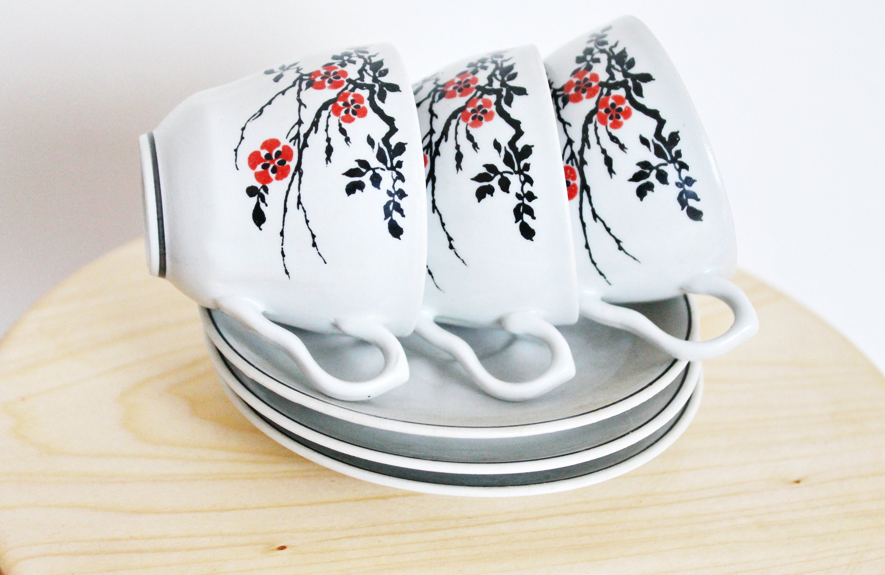Lovely Rare Soviet Vintage Tea Set, Soviet Porcelain Service, Vintage Porcelain Set Baranivka ...