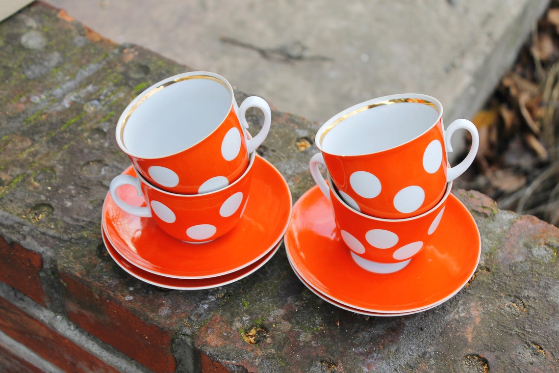 Soviet Polka Dot Vintage Tea-coffee Set Soviet Porcelain - Etsy