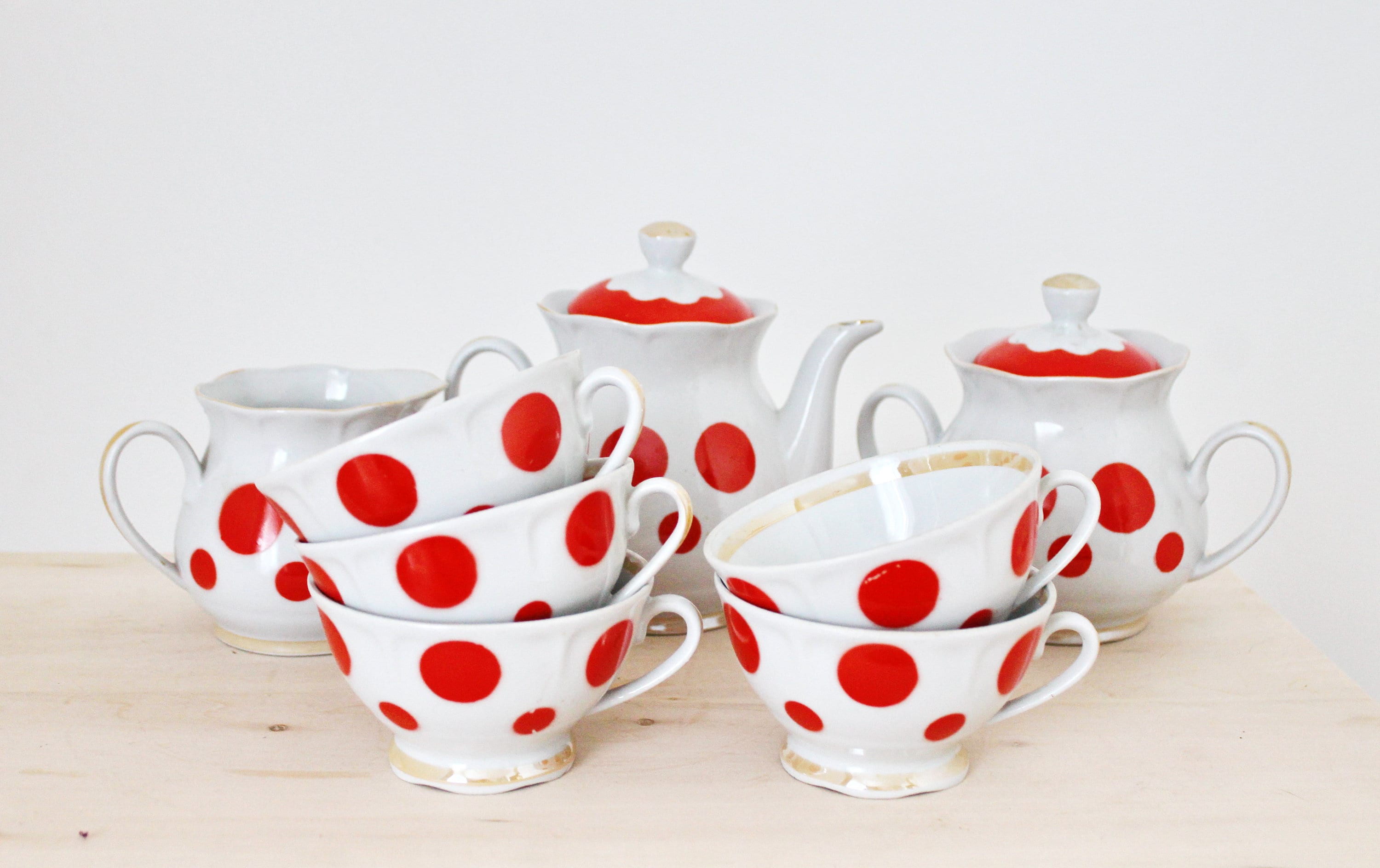 Lovely Rare Soviet Vintage Tea Set, Soviet Porcelain Service, Vintage Porcelain Set Kremges ...