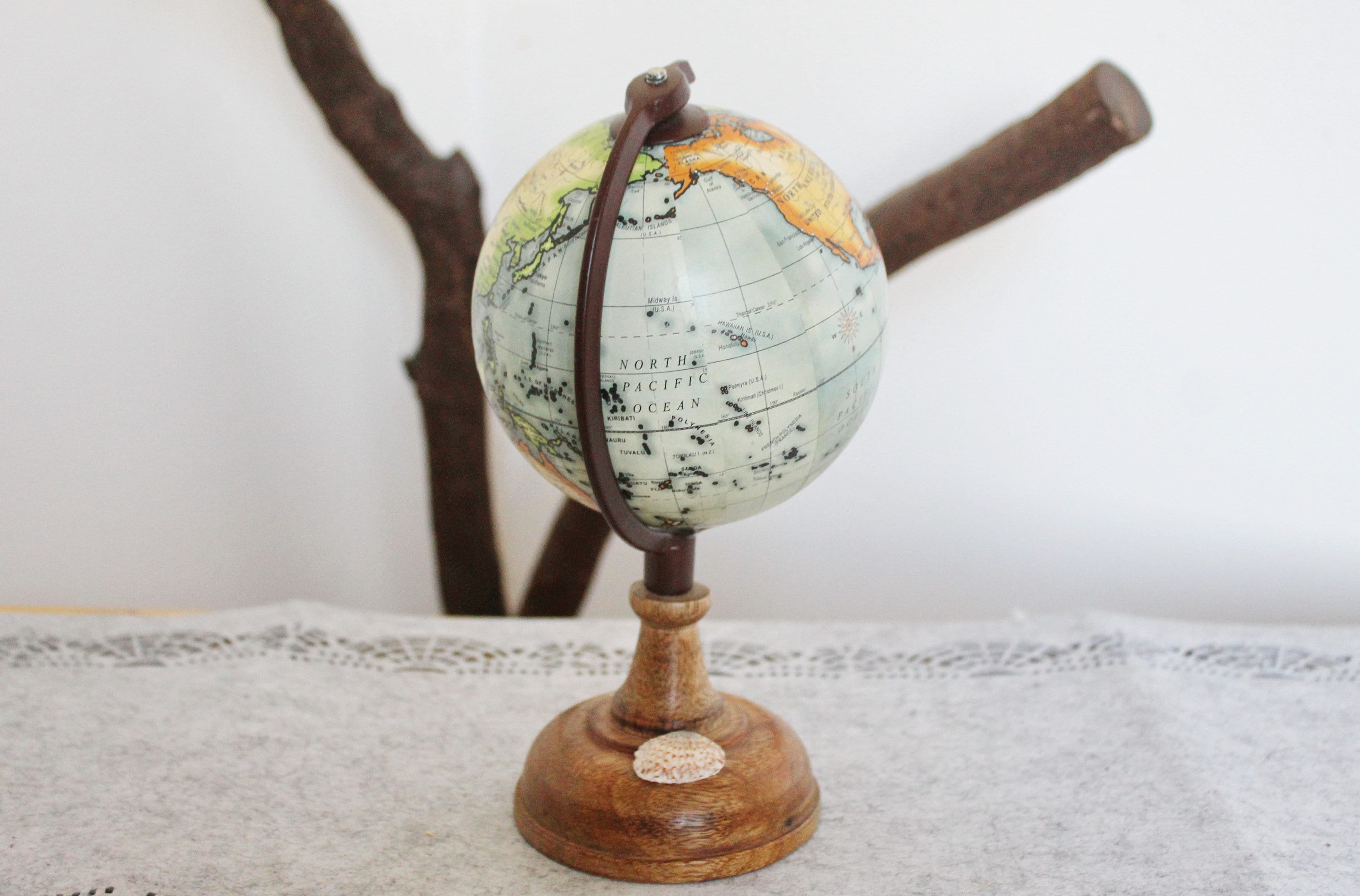 Vintage Small Globe Wooden Globe Earth Globe World Globe Desk Globe ...