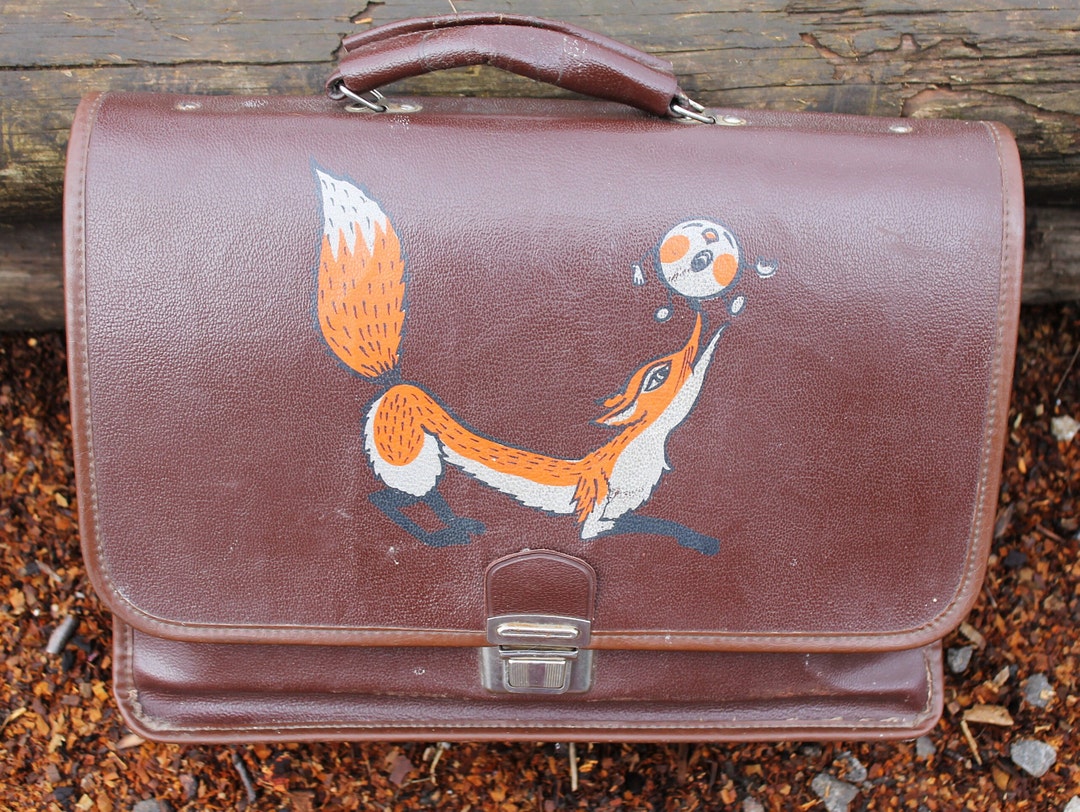 Vintage School Bag With Cartoon Fox Soviet Rare Bag USSR Brown School ...