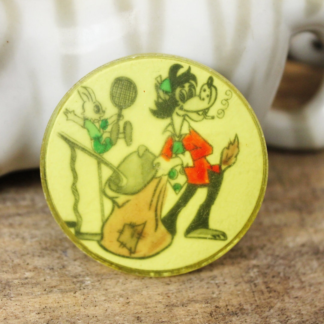 Soviet Children's Round Plastic Pin Badge Nu Pogodi Wolf - Etsy