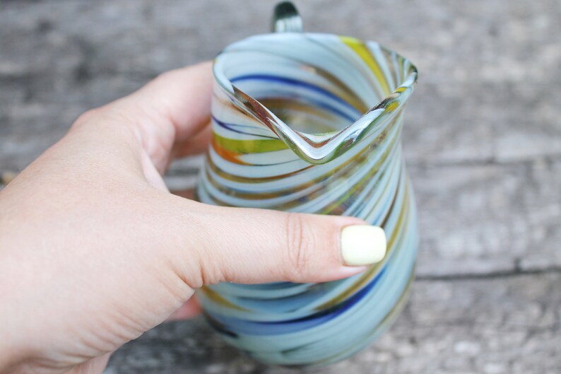 Multi Color Glass Pitcher Vintage Home Decoration Vintage - Etsy