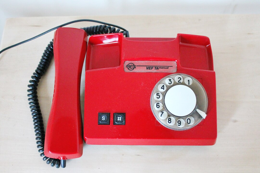 Vintage Soviet Red Rotary Telephone 8 Inches - Circle Dial Rotary Phone ...