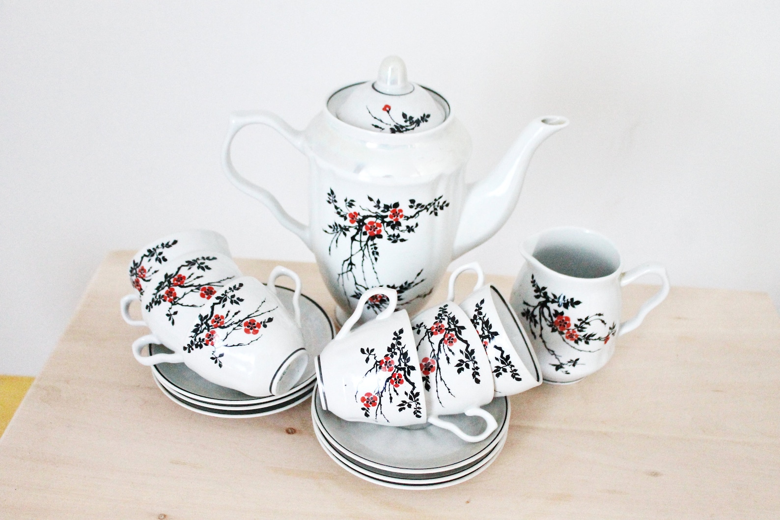 Lovely Rare Soviet Vintage Tea Set, Soviet Porcelain Service, Vintage Porcelain Set Baranivka ...