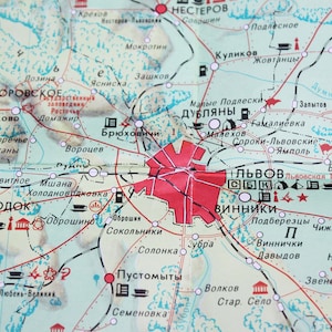 Vintage Map of Lviv Region , Tourist Scheme, Guide, Tourist Map 1986 ...