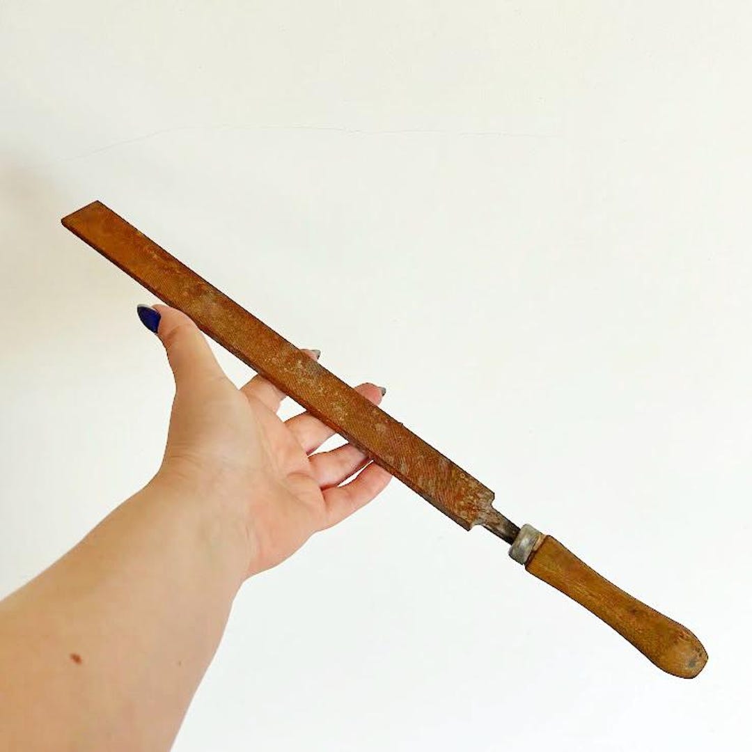 Vintage Large Metal File With Wooden Handle – 44 Cm Rusty Hand Tool ...