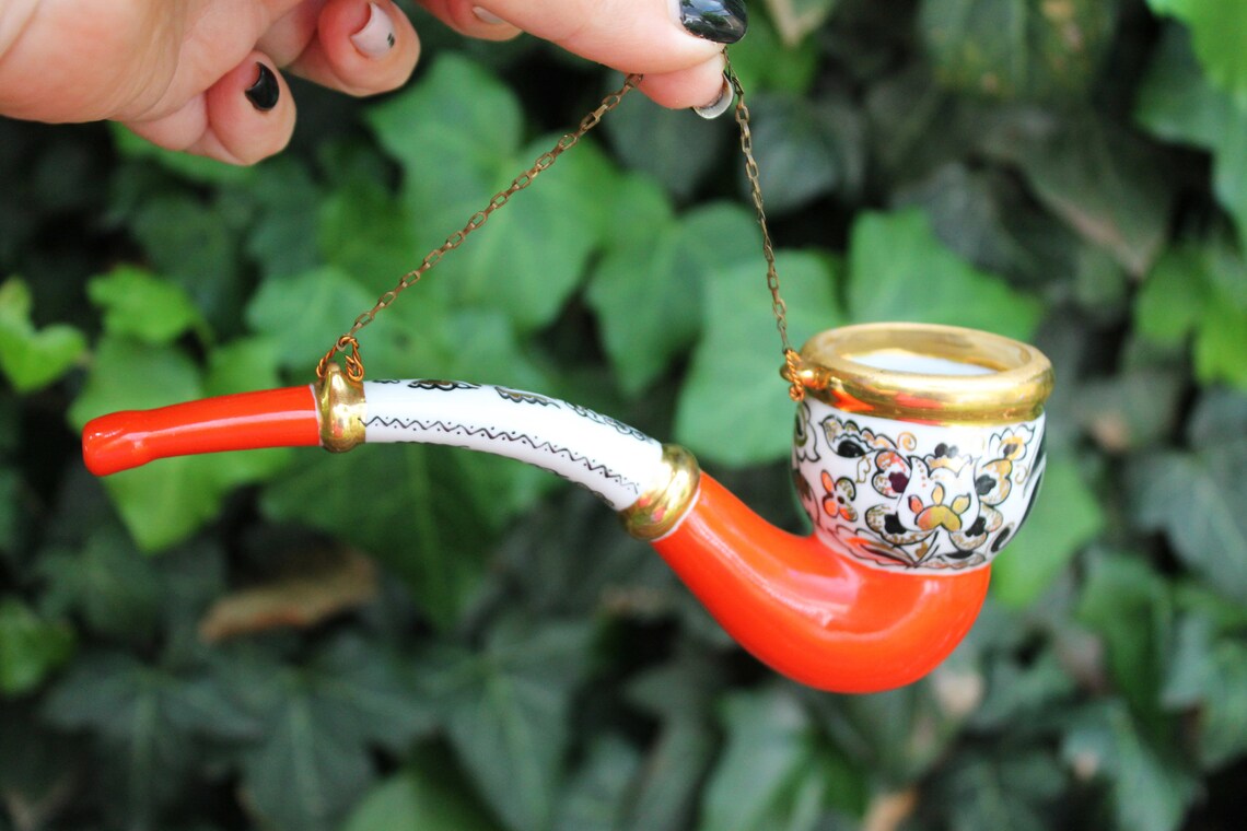 Vintage porcelain decorative smoking pipe Ukrainian style | Etsy