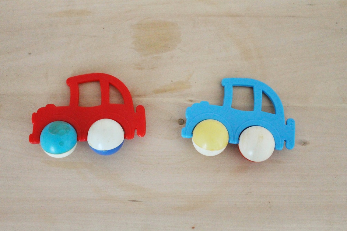 Soviet Vintage Baby Car-rattle Red or Blue 3.9 Inches - Soviet Toy ...