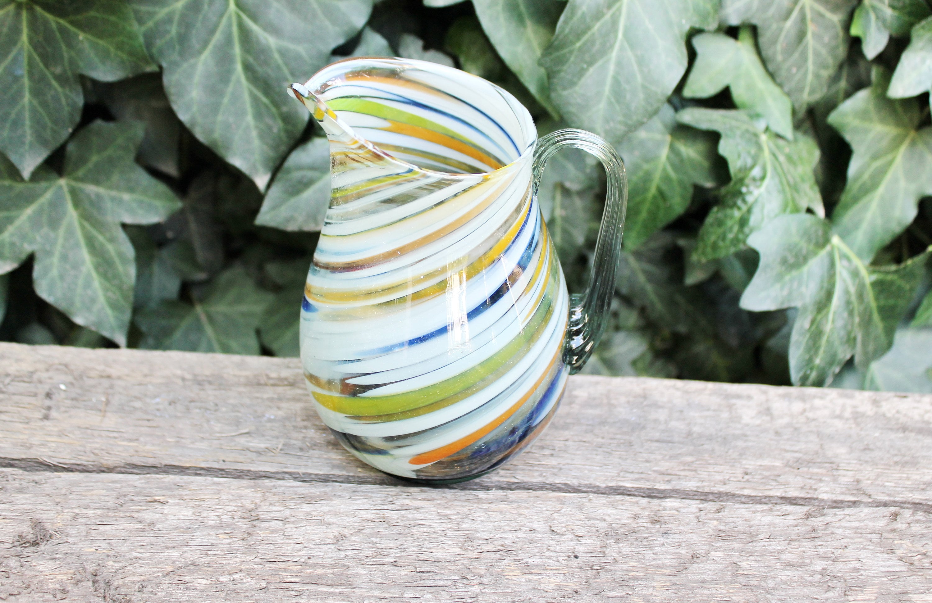 Multi Color Glass Pitcher Vintage Home Decoration Vintage - Etsy