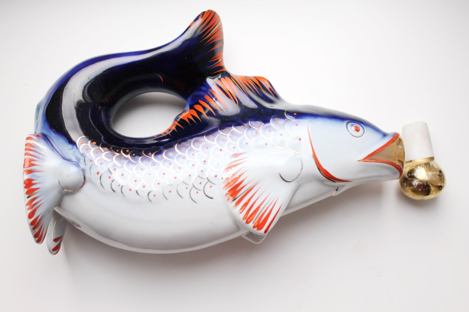 Vintage Ceramic Fish Drinking Set the Family of Carp Blue - Etsy