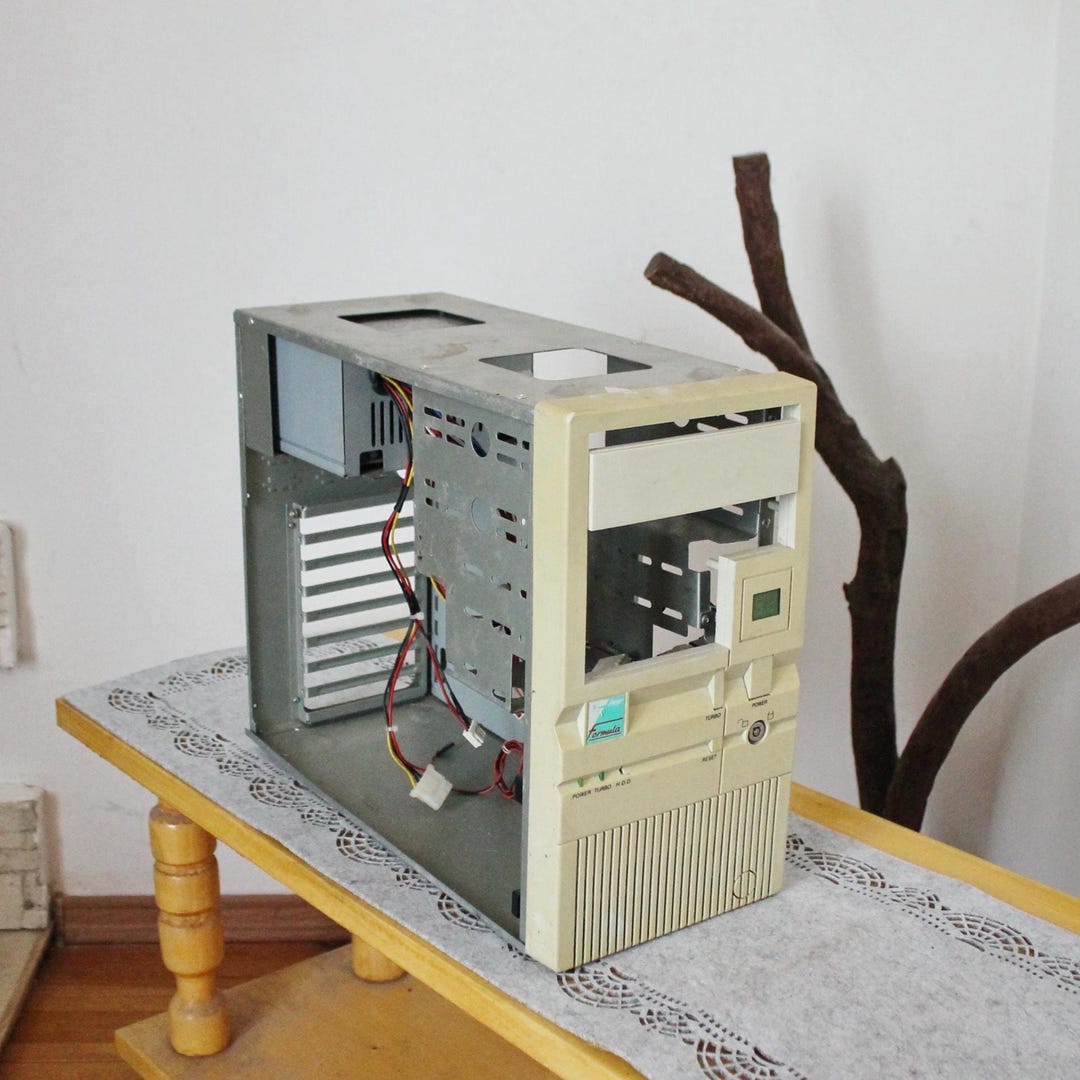 Vintage 90s AT Desktop Computer Case | Retro Beige PC Tower With Turbo ...