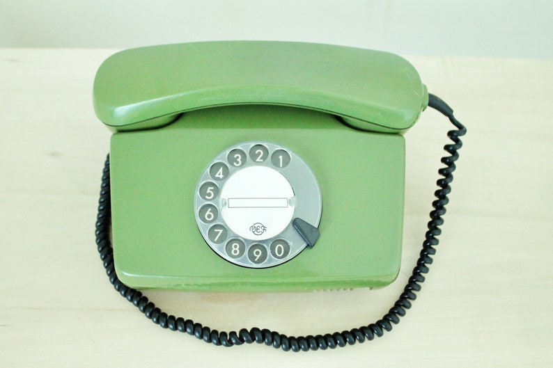 Vintage Soviet Rotary Green Telephone - Circle Dial Rotary Phone ...