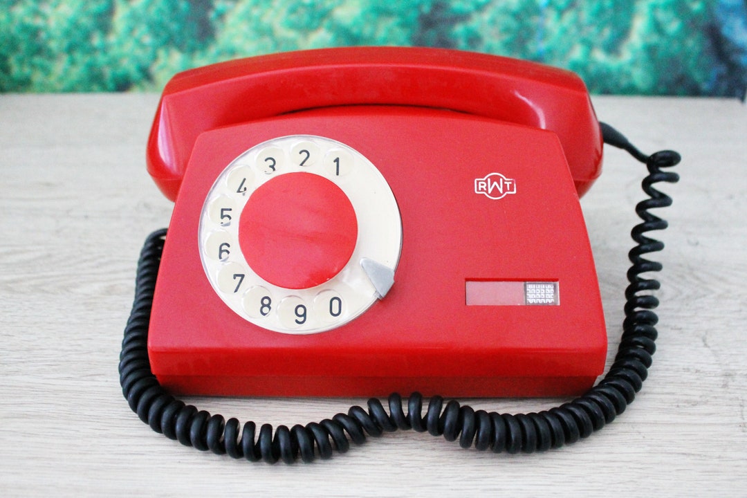 Vintage Soviet Red Rotary Telephone - 7.1 Inches- Circle Dial Rotary ...