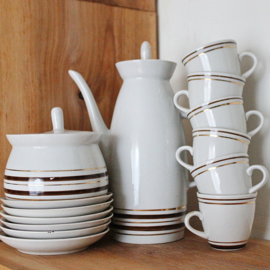 Lovely Soviet Vintage Coffee Set, Soviet Porcelain Tea Service, Vintage ...
