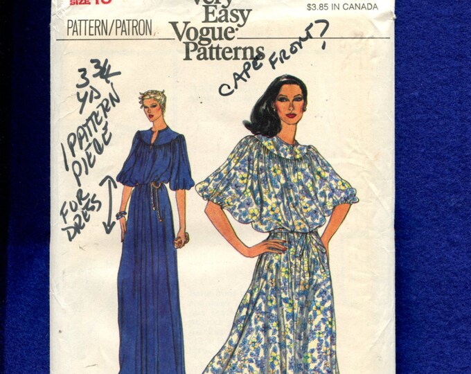 1970's Vogue 7128 Full Flowing Round Yoke Evening A& Street Length ...