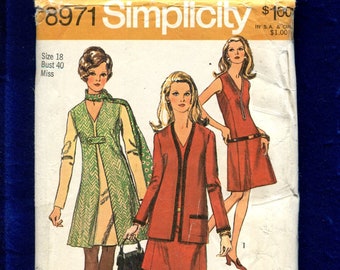 1970's Simplicity 8255 Princess Seam Shirt Dresses Pattern Size 18 ...