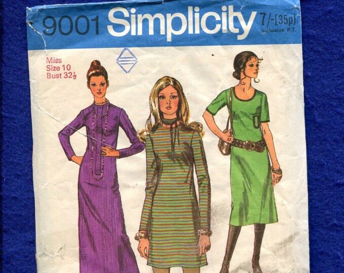 1970's Simplicity 8255 Princess Seam Shirt Dresses Pattern Size 18 ...