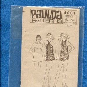 1970's Pauloa Patterns 4001 Halter Neck Wrap Beach Cover up Dresses ...