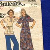 1973 Simplicity 5500 Raised Waist Retro 70's Pointed Collar Dress With Princess Seam Bodice Size ...