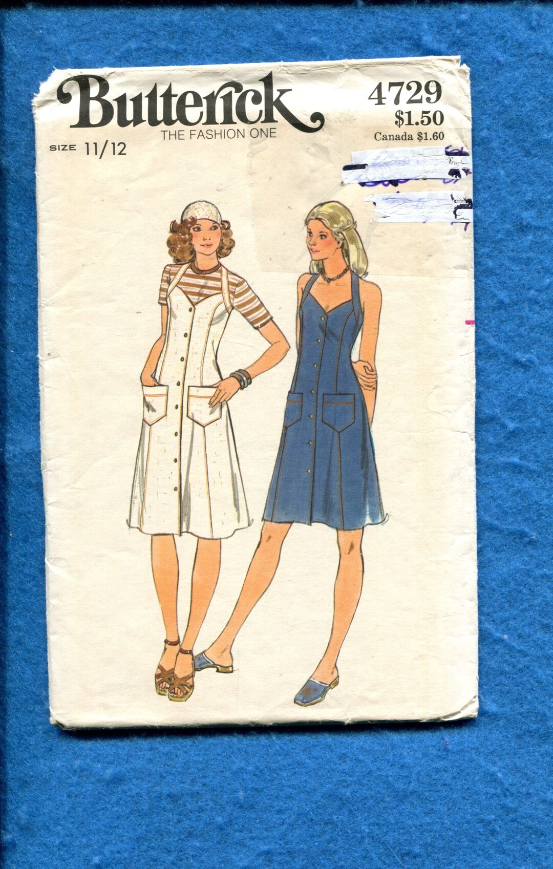 1970's Butterick 4729 Princess Seam Halter Dress Pattern Size 11/12 ...