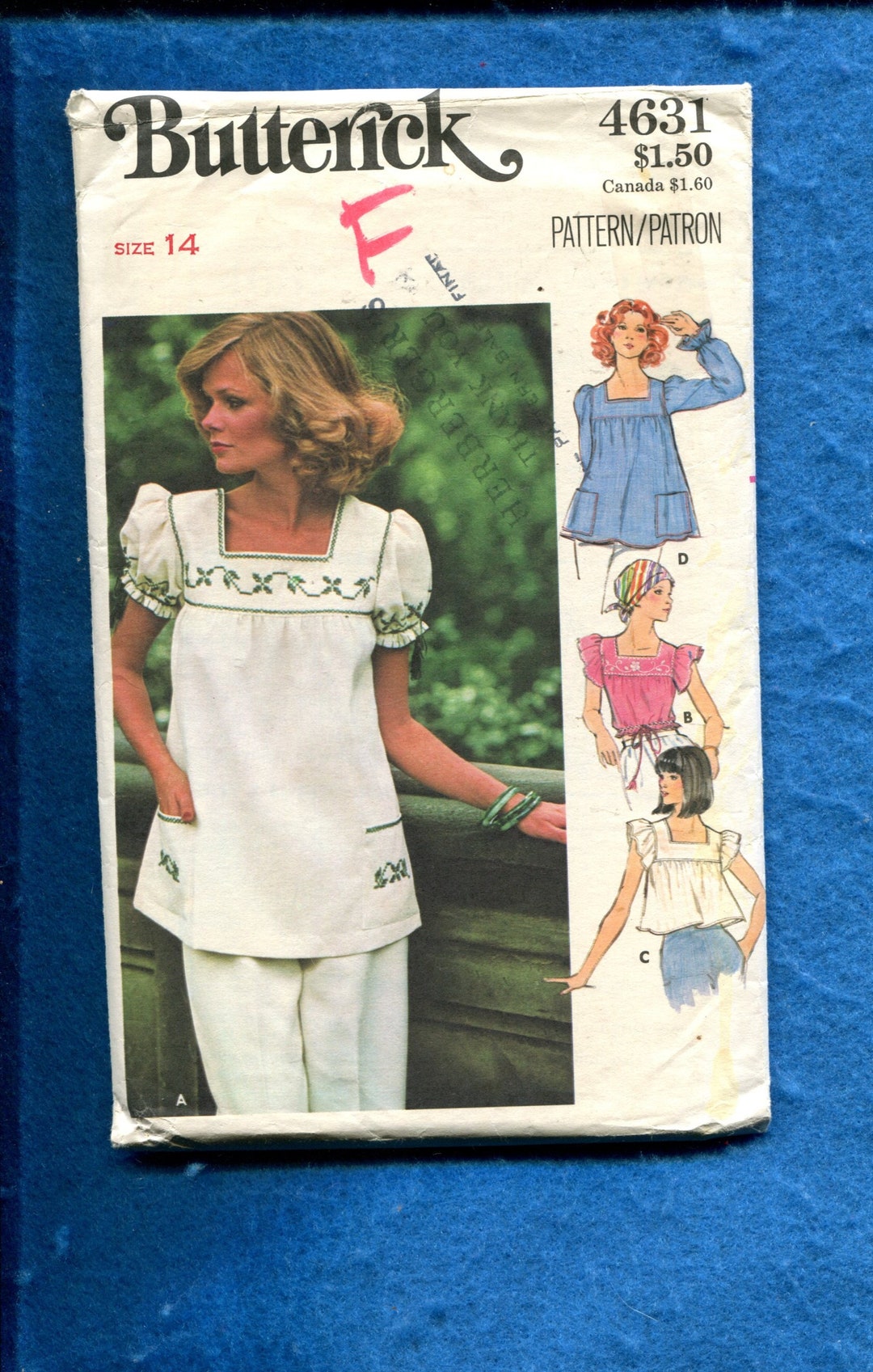 1970's Butterick 4631 Country Smock Tops Pattern Size 14 - Etsy
