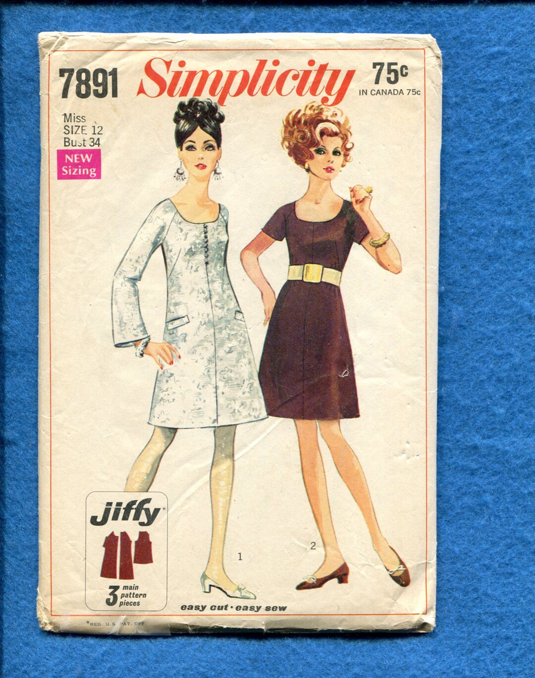 1960's Simplicity 7891 Mod A-line Cocktail Dress With Raglan Bell ...
