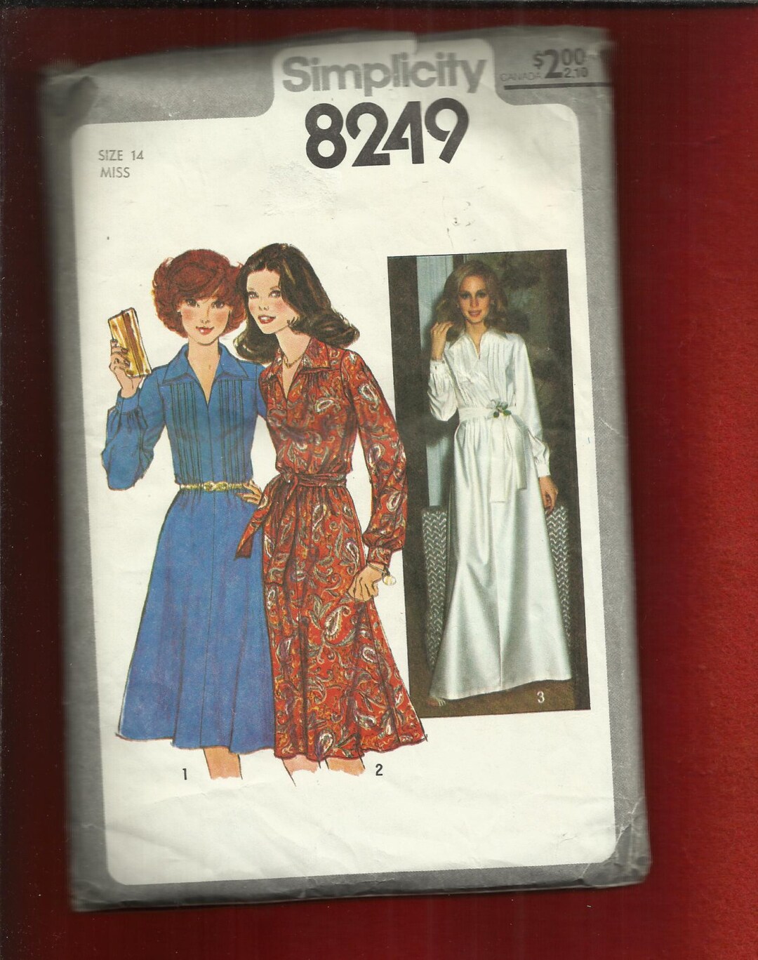 1977 Simplicity 8249 Evening & Day Dresses With Bodice Tuck Details ...
