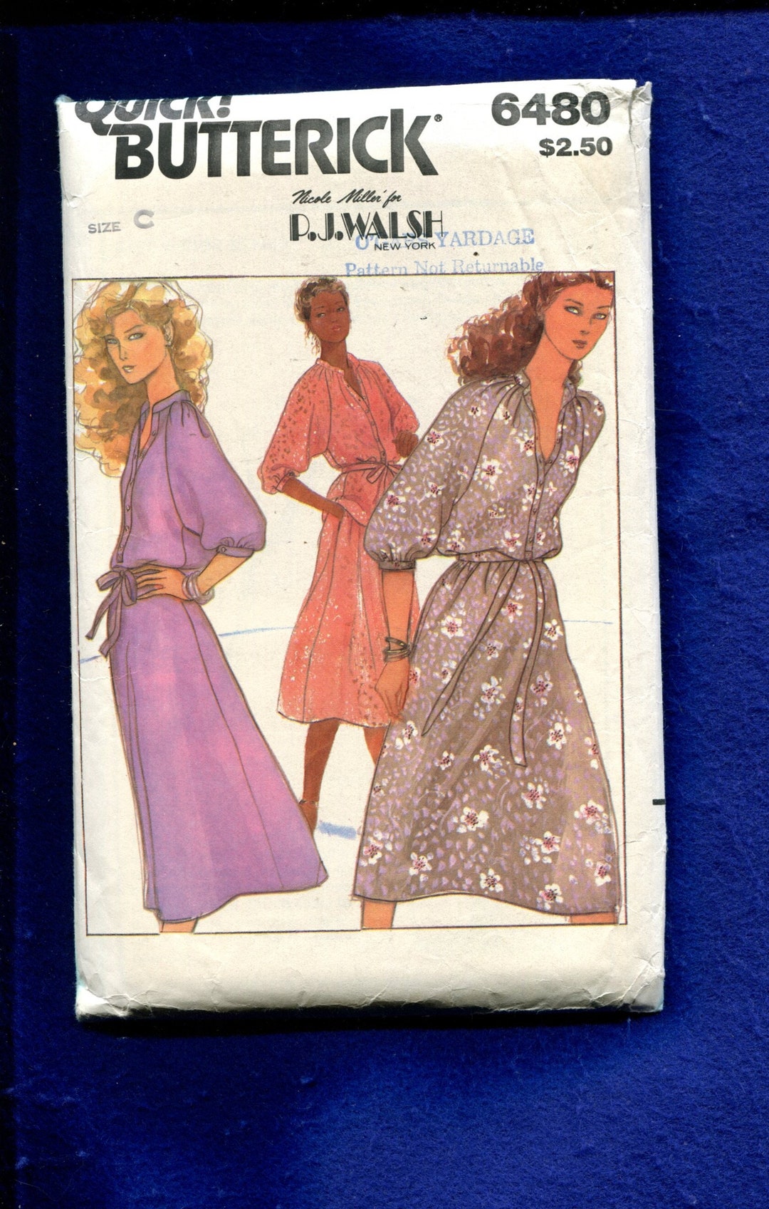 1970's Butterick 6480 Designer PJ Walsh Country Chic Dress Pattern Size ...