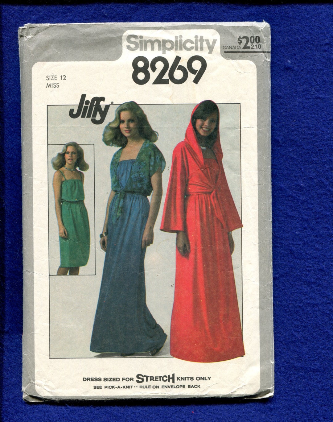 1970's Simplicity 8262 Disco Dancing Dress & Hooded Bell Sleeve Wrap ...