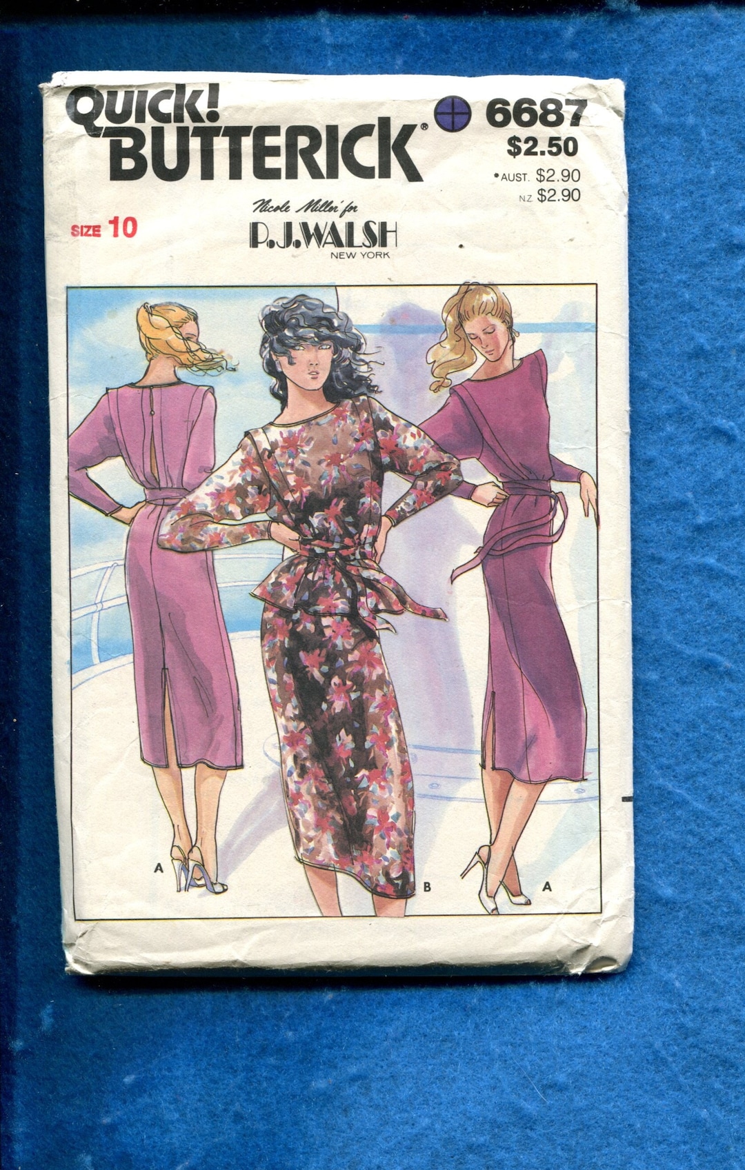 1970's Butterick 6687 Designer PJ Walsh Strong Shoulder Dress or Top ...