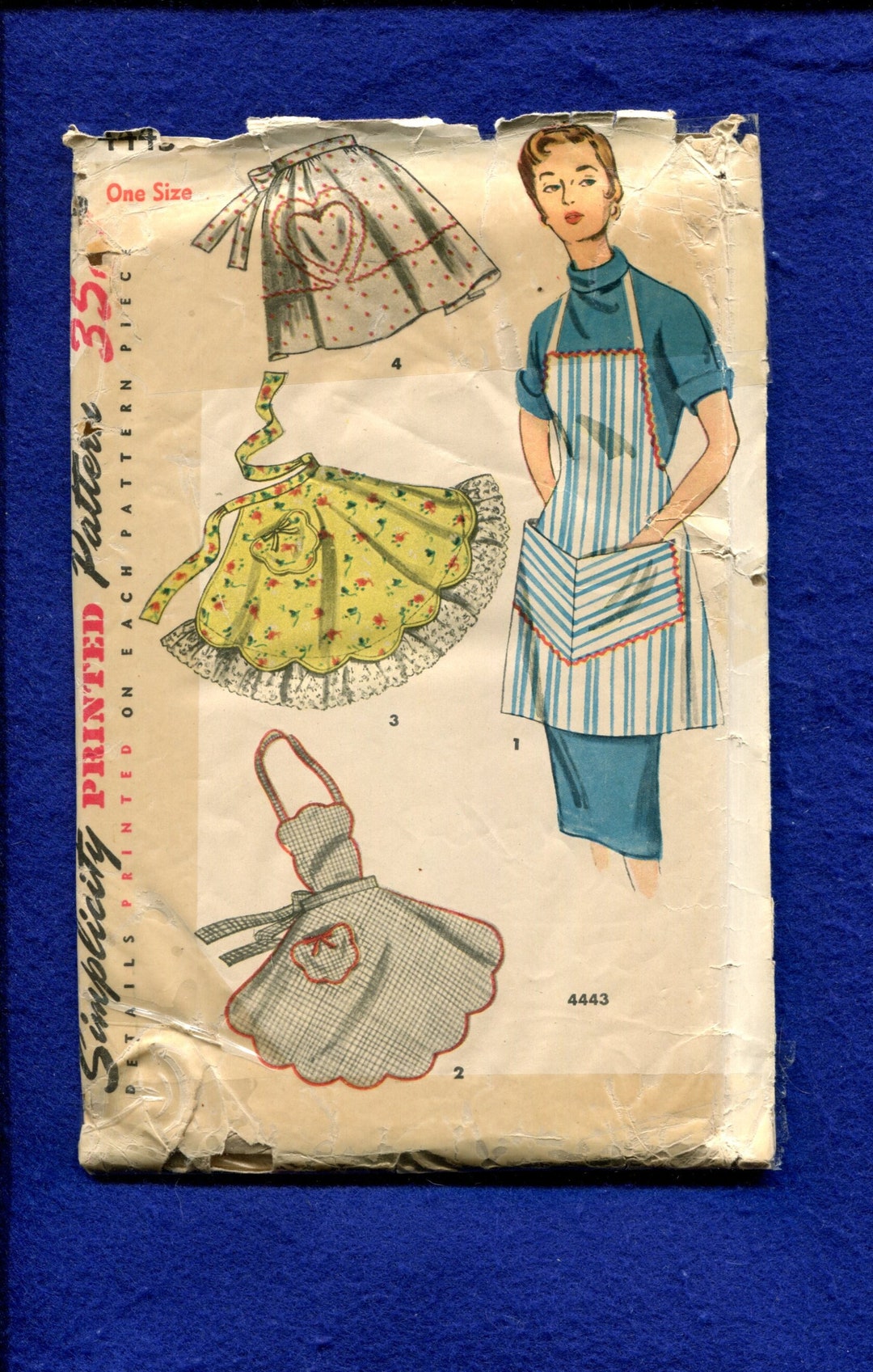 1940's Simplicity 4443 Mid Century Aprons Pattern - Etsy