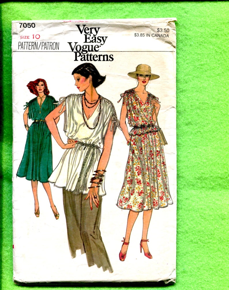 1970's Vogue 7050 Disco Dancing Dress & Tops With Drawstring Shoulders ...