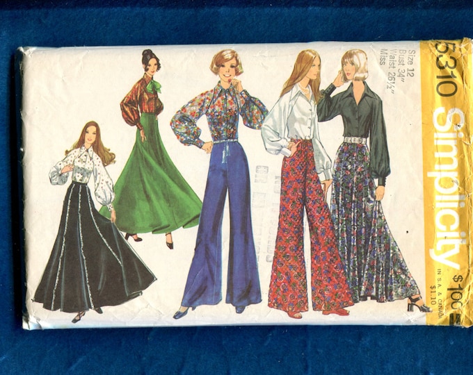 1970's Simplicity 5310 Super Flared Skirt & Bell Bottom Pants Pattern ...