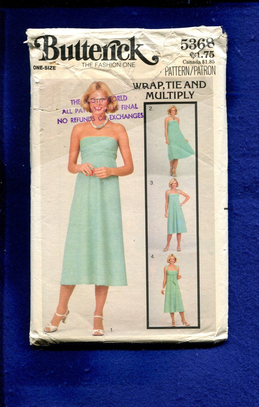 1970's Butterick 5368 Summer Time Wrap and Tie Dress Pattern Size S & M ...