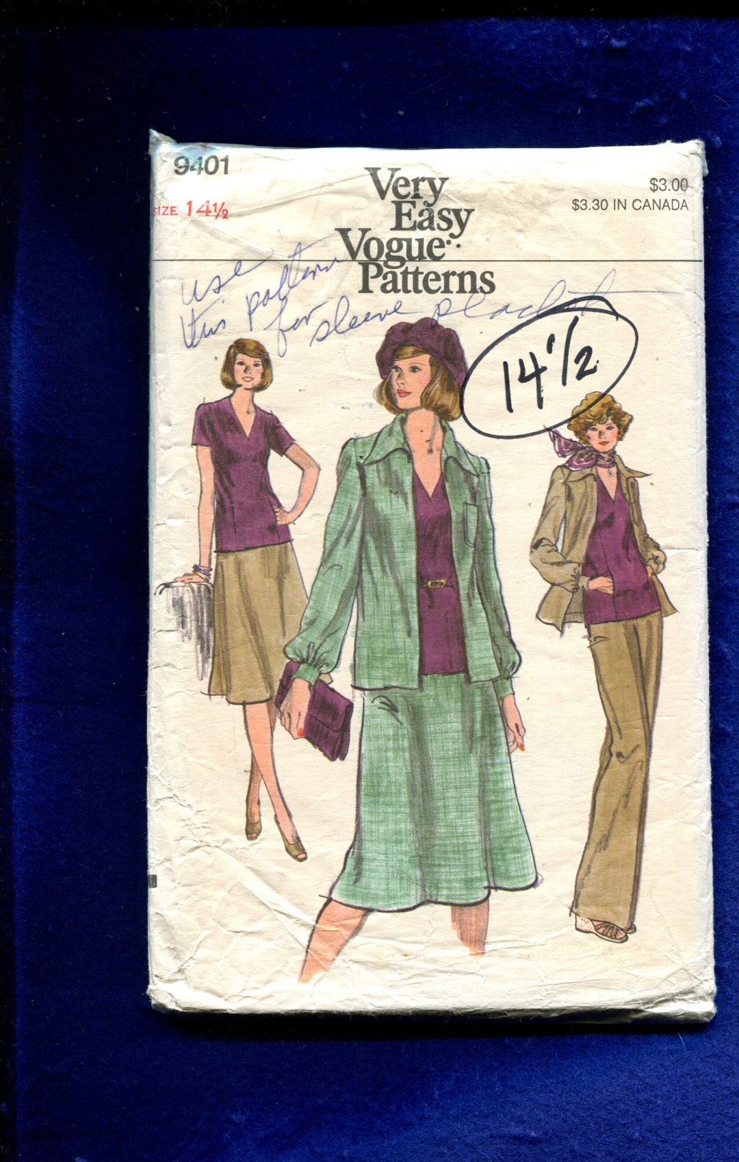 1970's Vogue 9401 Retro Office Attire Pattern Size 14.5 - Etsy