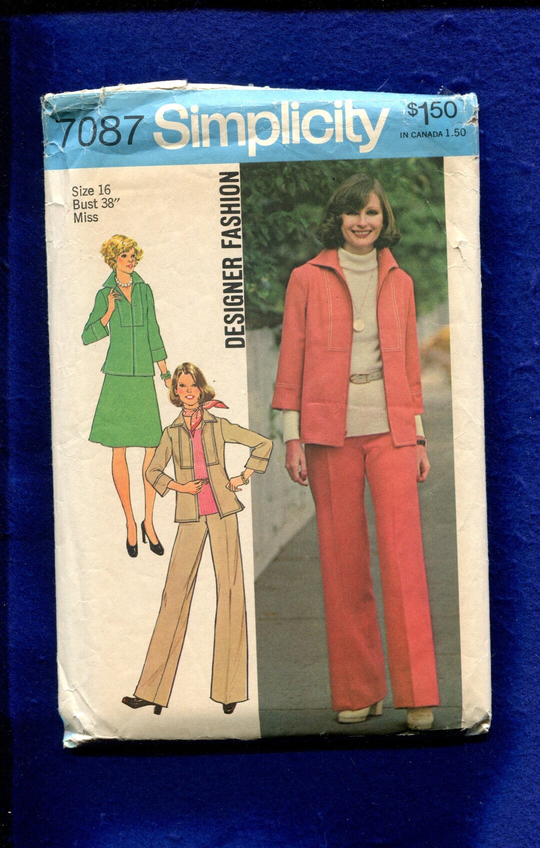 1970's Simplicity 7087 Retro Lady's Jacket & Pants Pattern Size 16 - Etsy