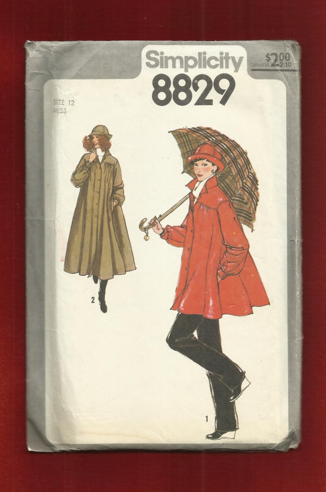 1970's Simplicity 8829 Swing Rain Coat & Jacket With Dropped Shoulders ...
