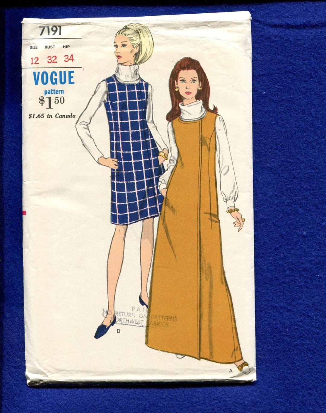 1970's Vogue 7191 Princess Seam Jumper or Dress Pattern Size 12 - Etsy