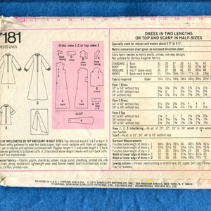1970's Simplicity 7181 Tunic Style Dress Pattern Size 16.5 - Etsy