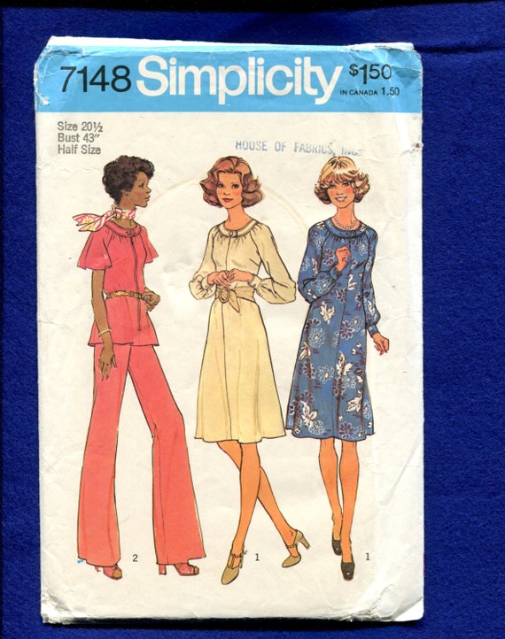 1970's Simplicity 7148 Slimming Flutter Sleeve Dress & - Etsy