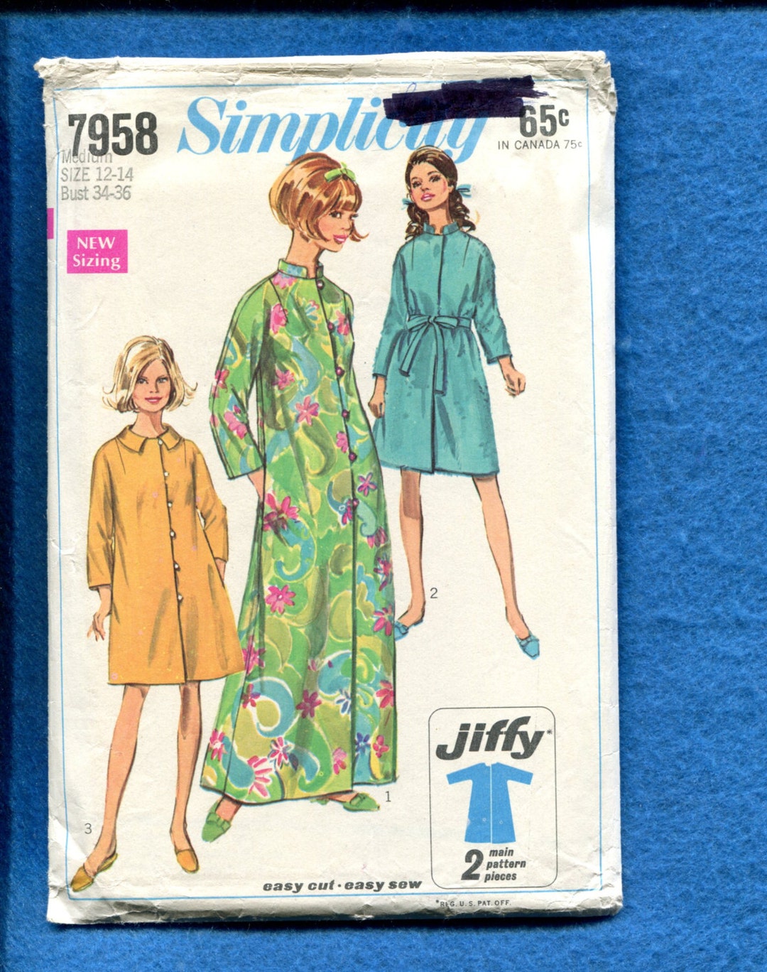 1960's Simplicity 7958 Asian Inspired Retro Robe or House Coat Size ...
