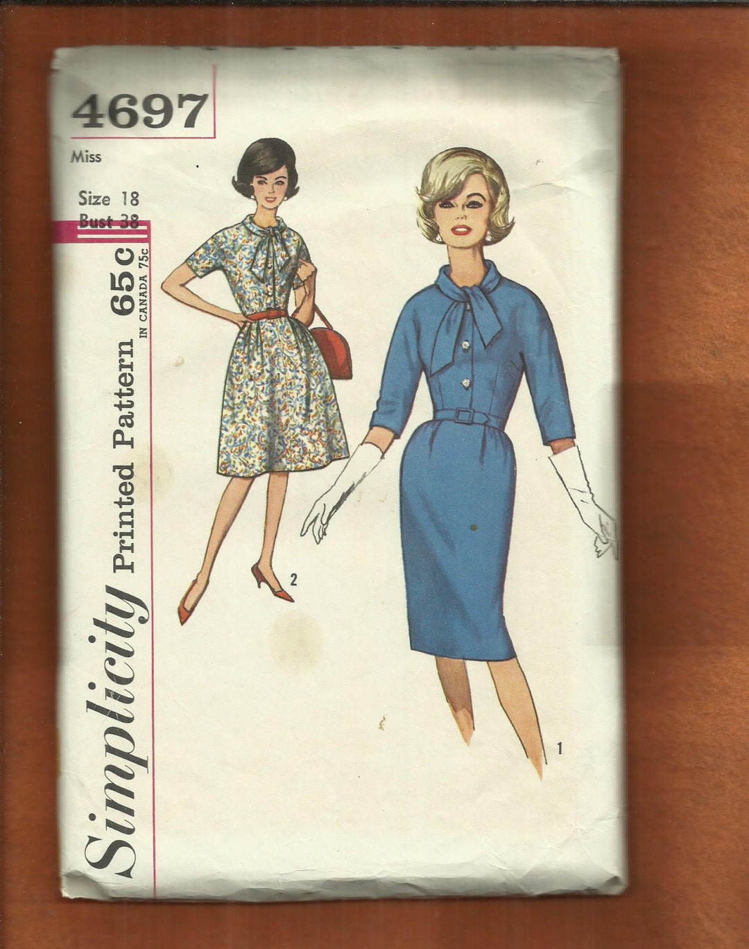 1960's Simplicity 4697 Retro 60's Lady's Dolman Sleeve Shirtwaist ...